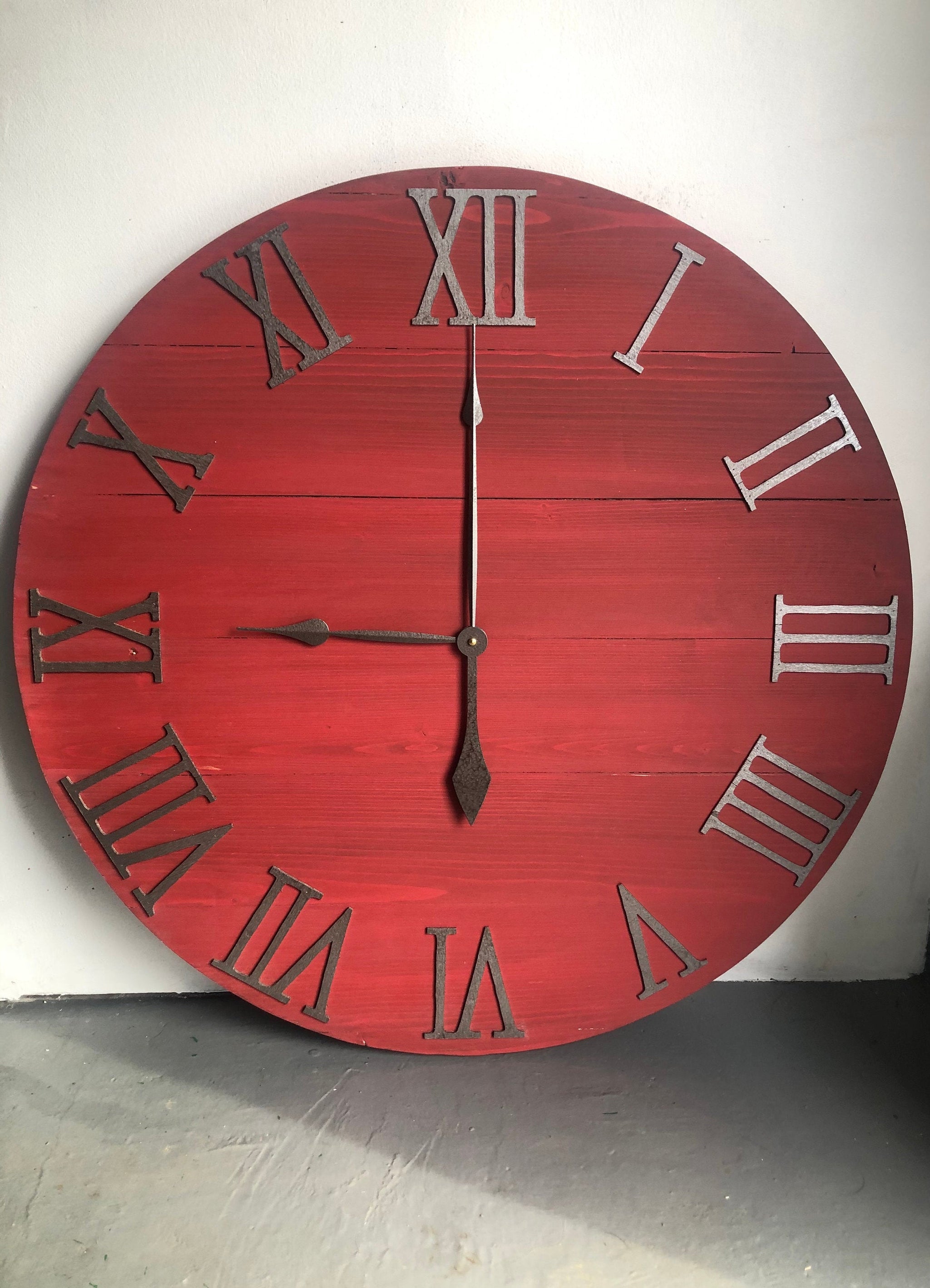 Rustic Red Farmhouse Wall Clock – The Woodland Story Co.
